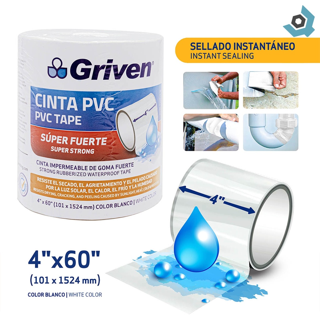 CINTA PVC BLANCO 4" X 60" GRIVEN | Litani Import Export
