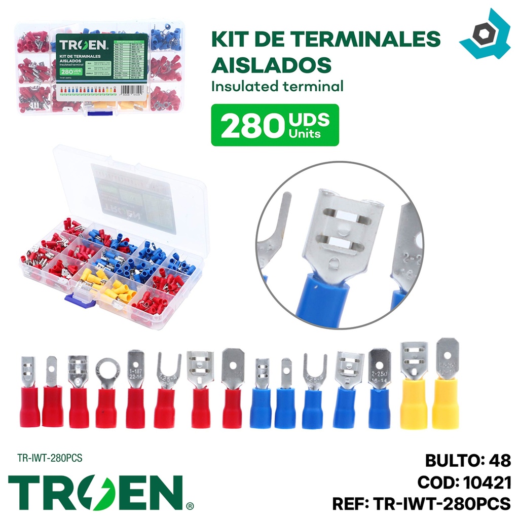KIT DE TERMINALES AISLADOS 280 PIEZAS TROEN | Litani Import Export