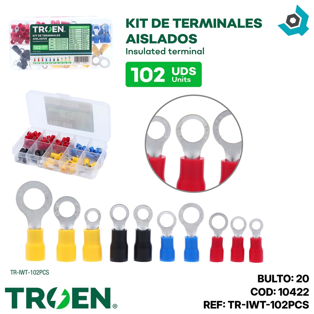 KIT DE TERMINALES AISLADOS 102 PIEZAS TROEN | Litani Import Export