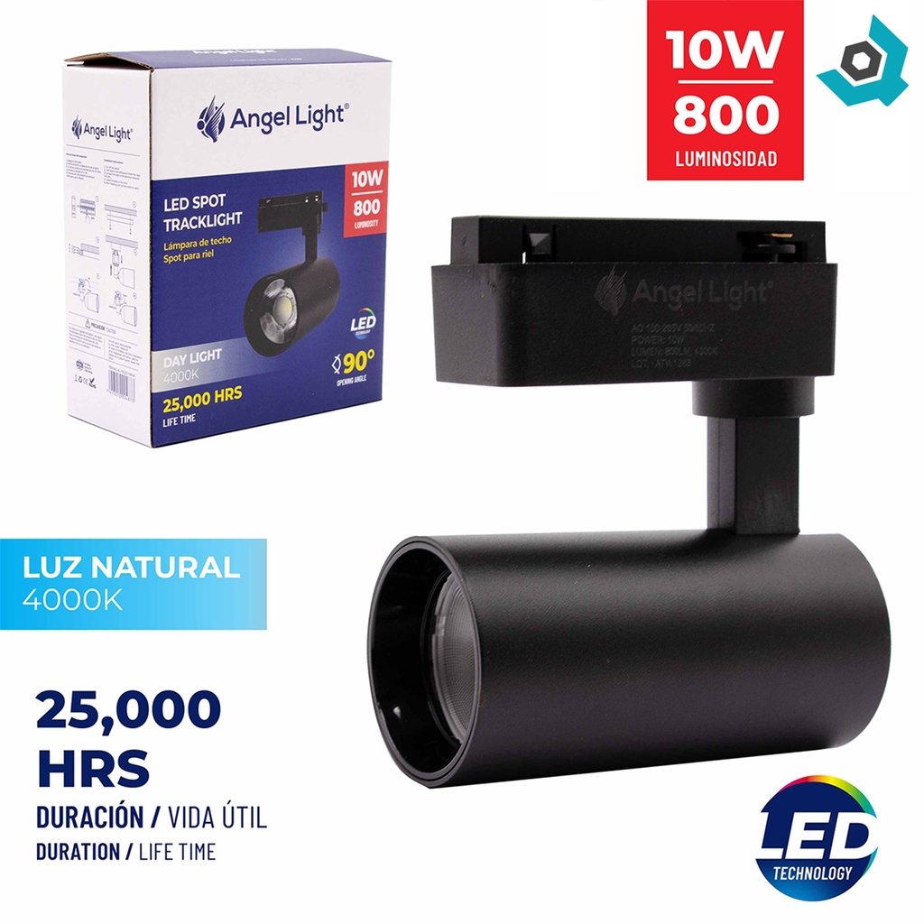 LAMPARA DE TECHO SPOT PARA RIEL 10W COLOR NEGRO ANGEL LIGHT | Litani ...